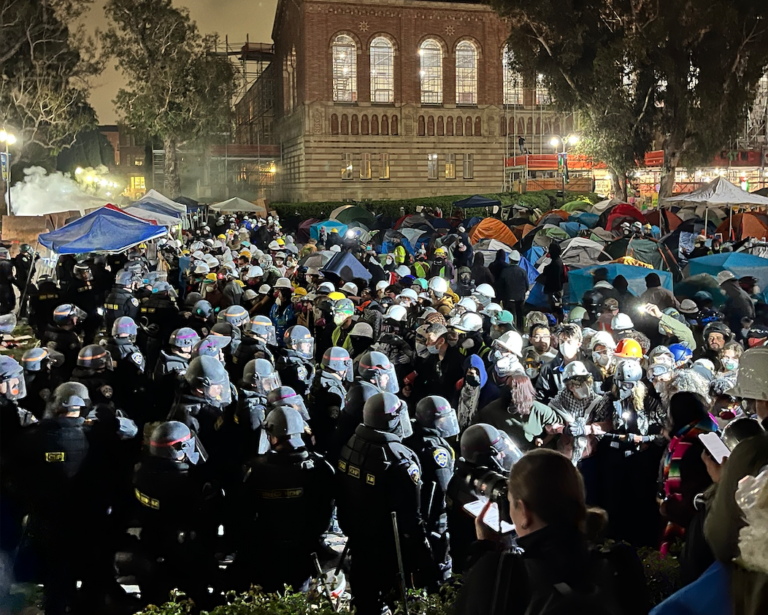 Pro-Palestinian protesters at UCLA clash with police