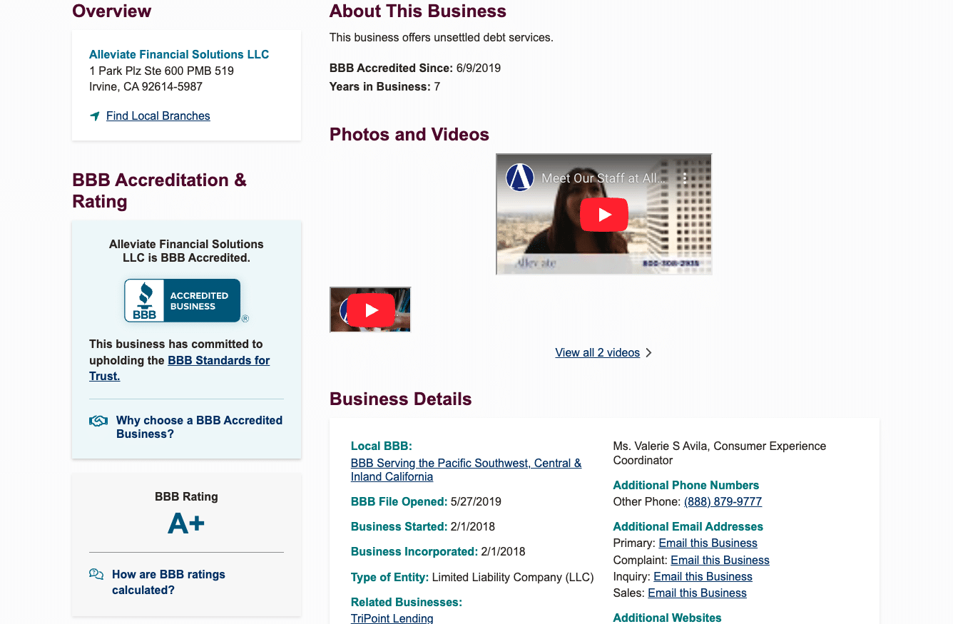 Alleviate Financial Solutions Reviews and Ratings