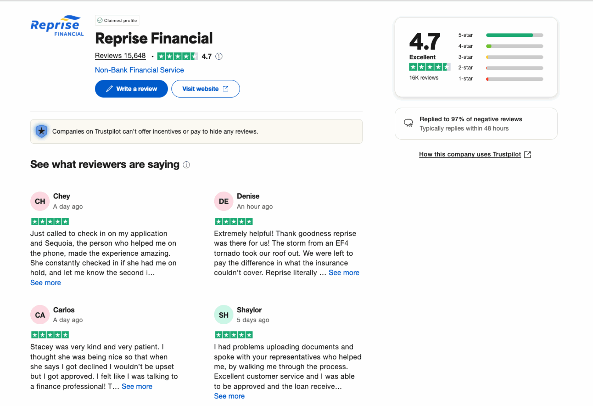 Reprise Financial: Reviews and Ratings