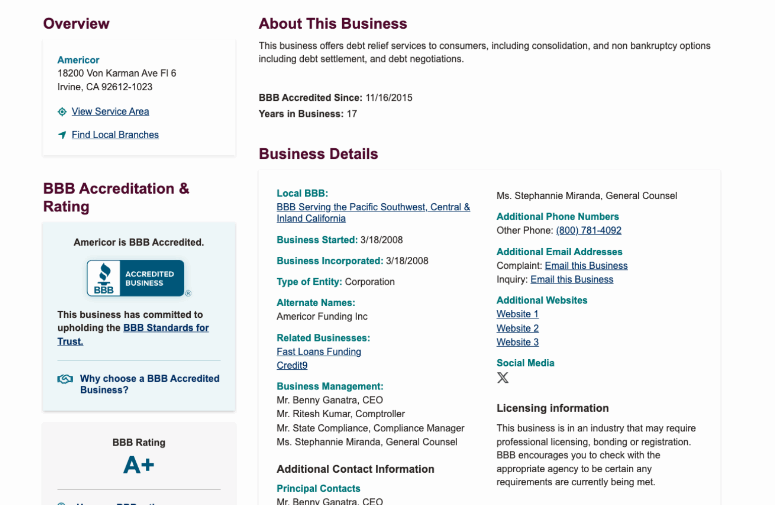 Americor: Reviews and Ratings