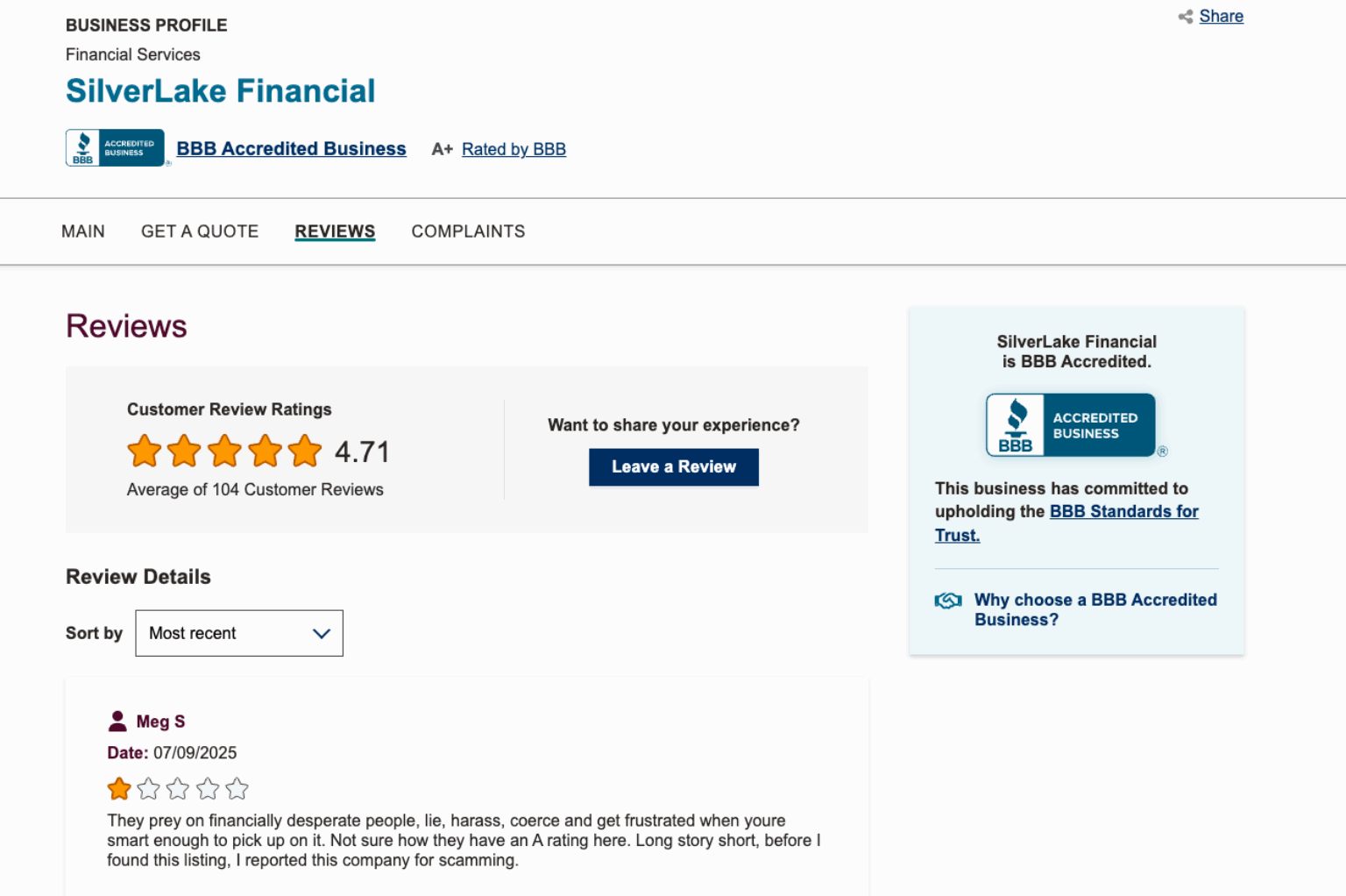 Silverlake Financial Reviews and Ratings