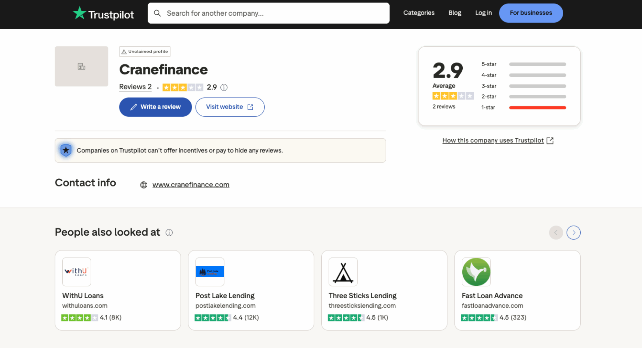Crane Finance Reviews and Ratings