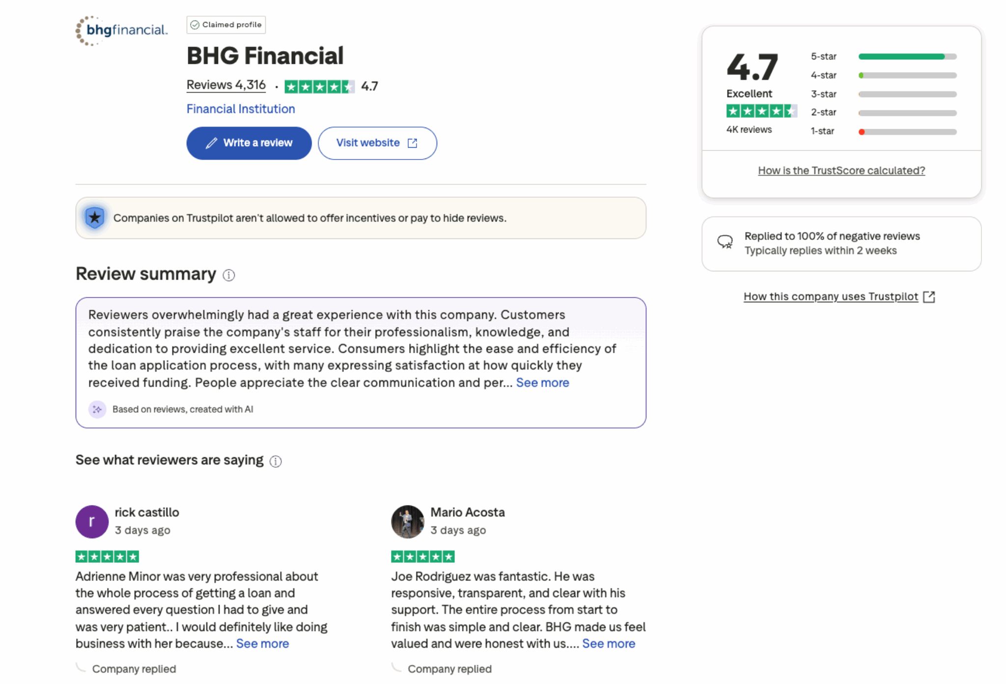 BHG Financial Reviews and Ratings